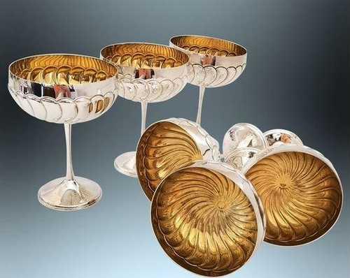 Столовое серебро, бокалы для шампанского, Италия