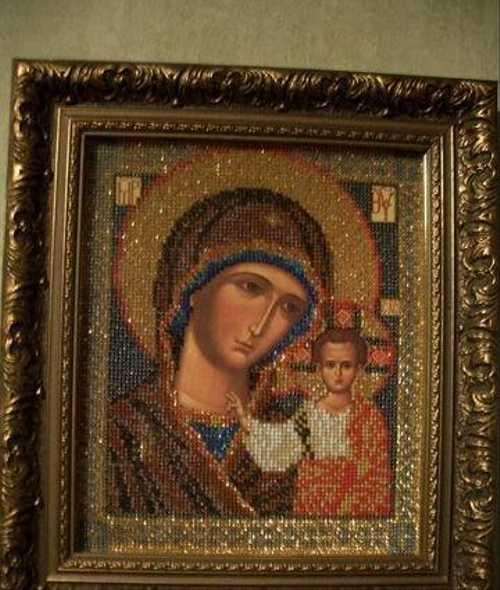Икона «Казанская Богородица» (вышивка, бисер)