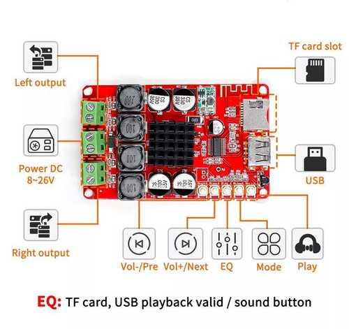 TPA3116 Bluetooth приемник усилитель аудио