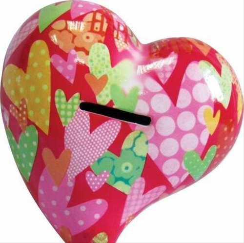 Подарочная интерьерная сувенирная копилка фигурка "сердце С замком "Керамика 13 см