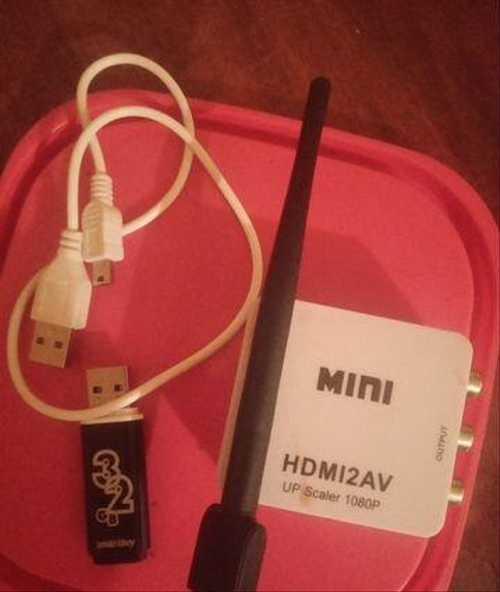AnyCast m4 dongle+Конвертер hdmi rca + wifi антенн
