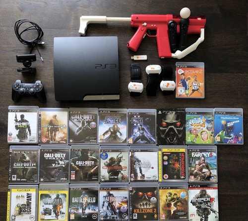 PS3 slim + игры + аксессуары
