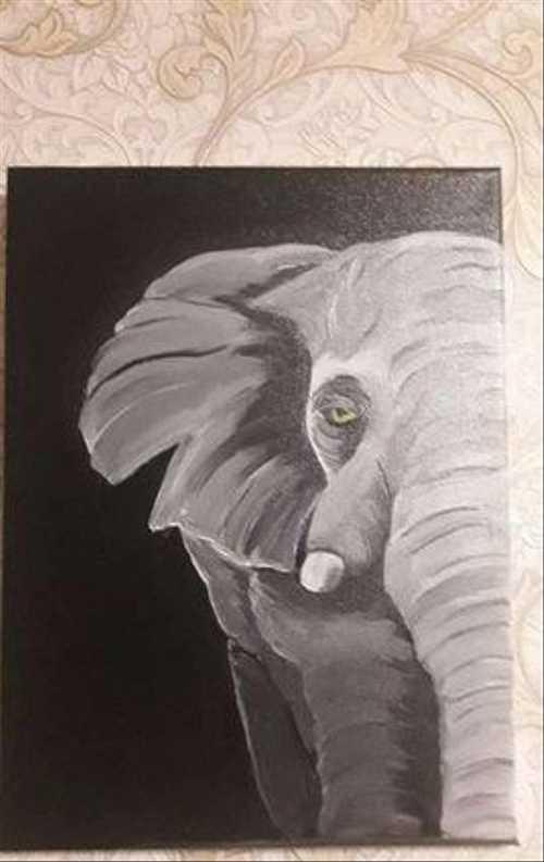 Картина маслом Слон
