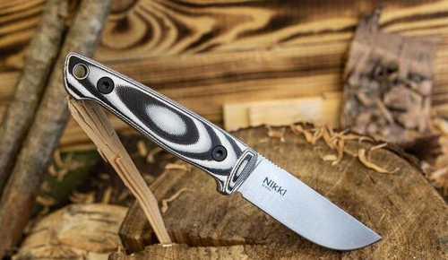 Туристический нож "nikki" D2 stonewash G10 кожа