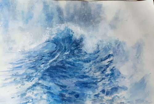 Картина "Волны", акварель