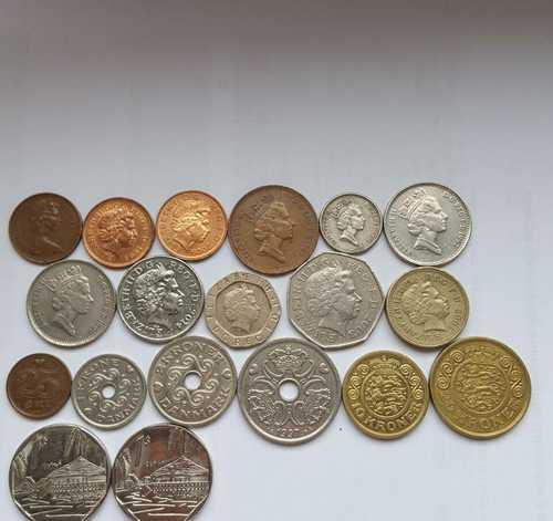 Монеты Великобритании Дании Кубы швеции