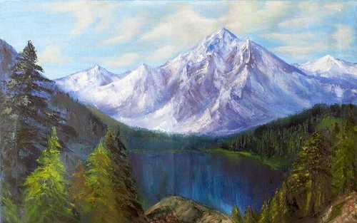 Картина "Горное озеро" маслом 70х50