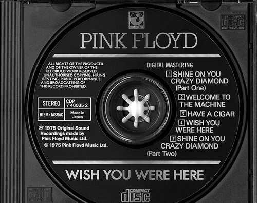 Pink Floyd Wish You Were Here, Japan for UK 1986