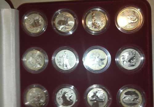Набор монет Знаки зодиака 2002 год, 2 рубля серебр