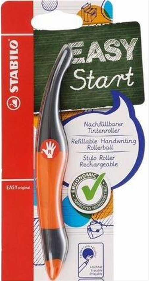 Ручка-роллер для правшей "Easy Start", оранжево-черный, + 1 стержень