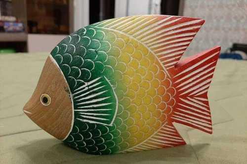 Статуэтка фигурка деревянная декоративная Рыбка