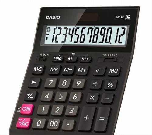 Калькулятор casio GR-12, 12-разрядный, черный