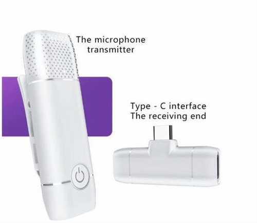 Беспроводной петличный микрофон Type C Белый