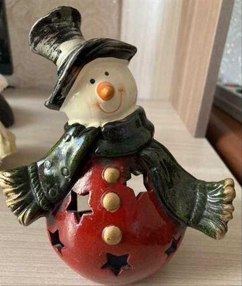 Подсвечник сувенир новогодний снеговик