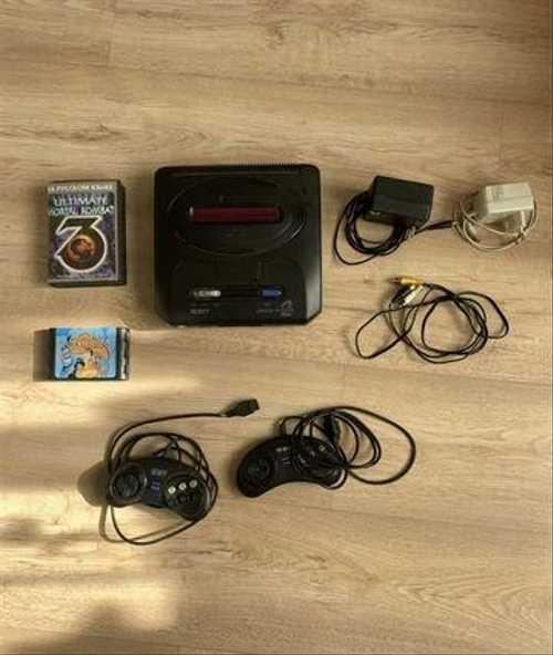 Sega mega drive 2 + два картриджа