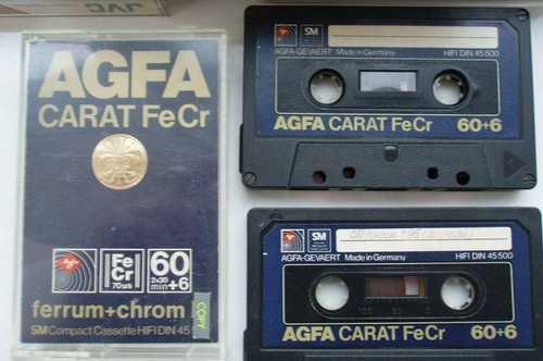 Аудиокассеты agfa carat, sony, TDK