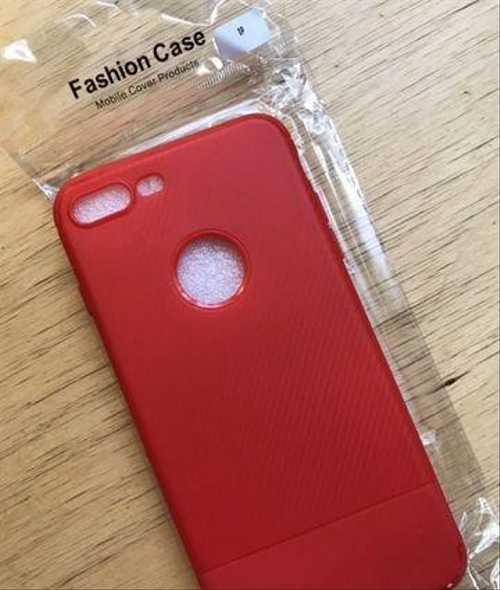 Cиликоновые "под карбон" iPhone 8 Plus (красный)