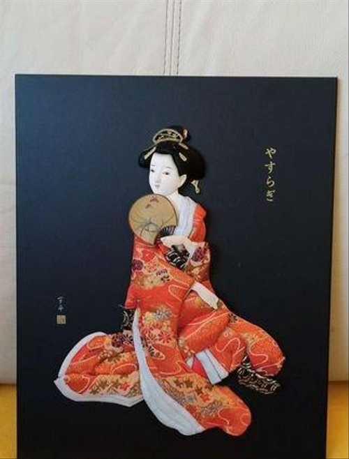 Картина сувенир японская кукла