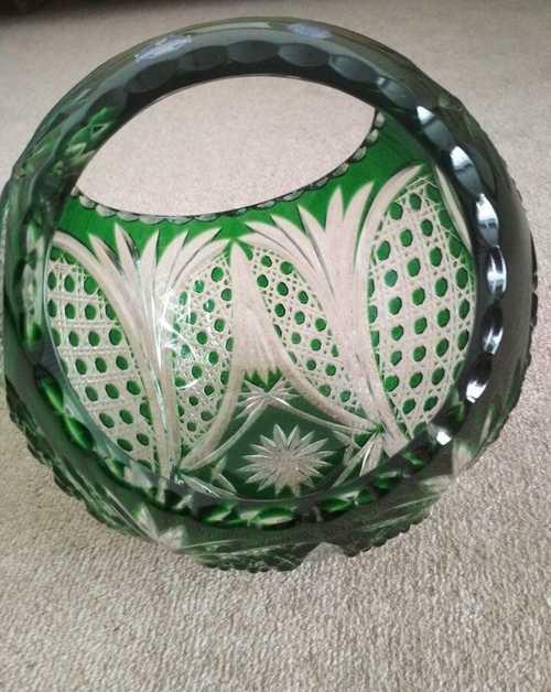 Хрустальная ваза для фруктов "Изумрудный шар"