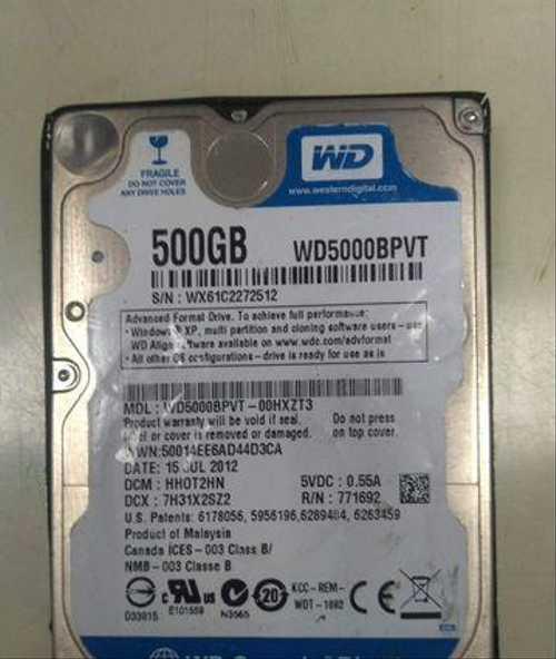 WD5000bpvt для ноутбука 500