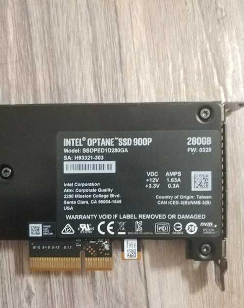 Скоростной ssd intel optane 900p 280Гб