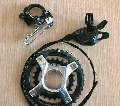 Манетка Sram X9,переключатель Shimano SLX,2 звезды