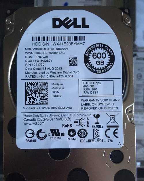 HDD Dell SAS 2.5 600gb WD6001bkhg-18D22V1