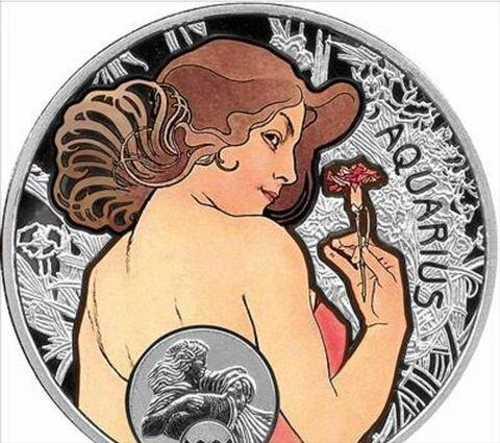 Серебряная монета Ниуэ Водолей 2011 26.16 г
