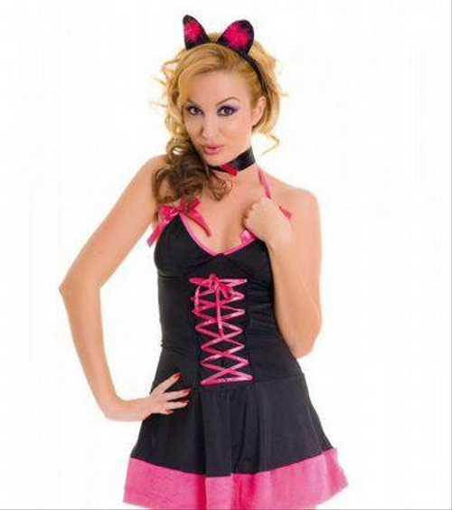 Костюм кошки черно-розовый