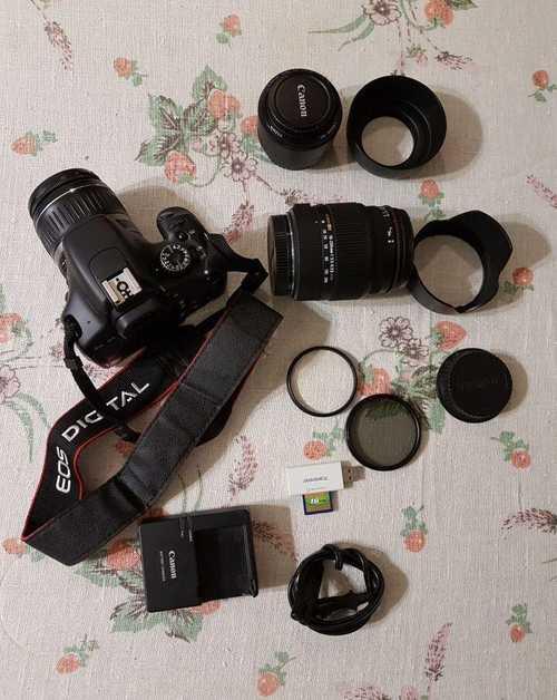 Canon EOS 550D три объектива и аксессуары
