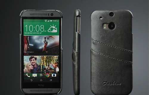 Чехол бампер стиль кожа кармашек для HTC One M8