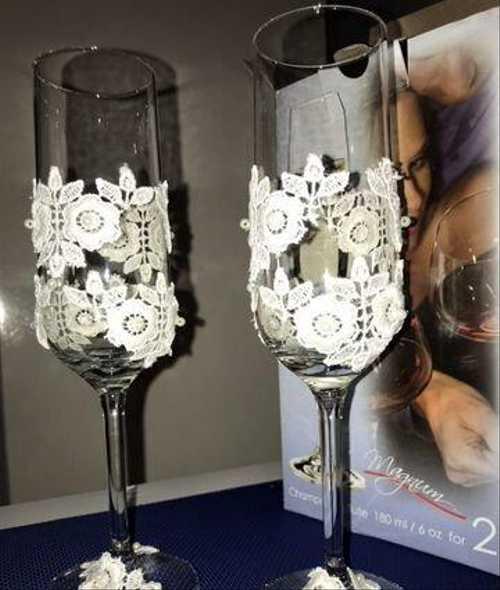 Новые бокалы свадебные для шампанского. Завод rona