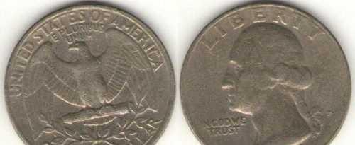 Монета Quarter dollar 1984 года перевёртыш