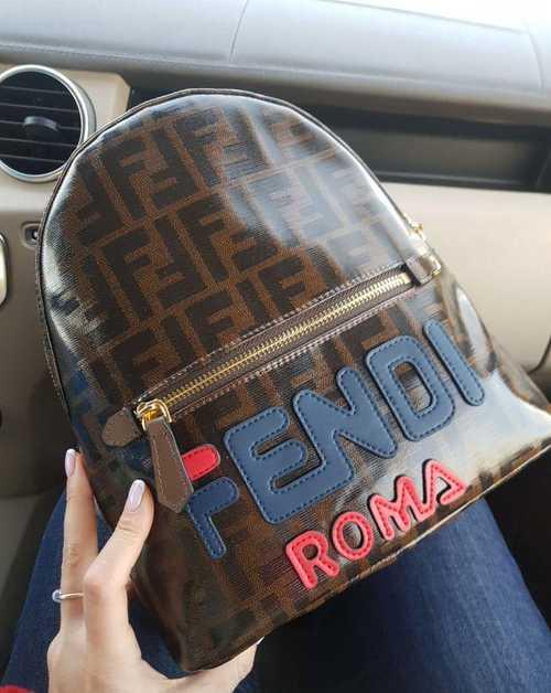 Рюкзак Fendi Roma Mania Фенди коричневый лого FF