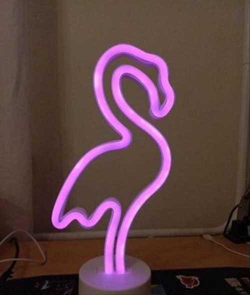 Неоновая лампа в форме фламинго