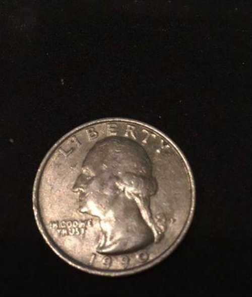 Монета liberty 1/4 dollar 1990