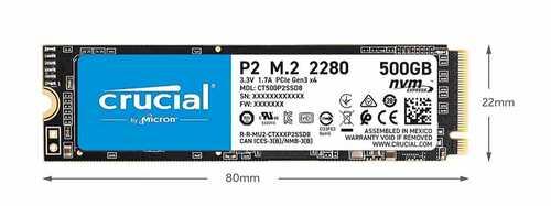 Ssd Crucial P2 500GB 3D nand NVMe PCIe M.2 SSD