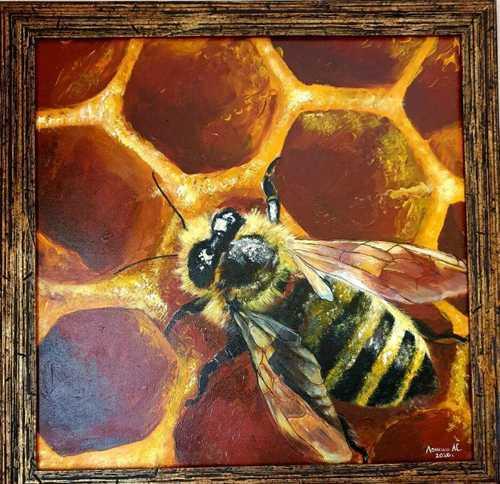 Картина Ложкиной А.С. "Пчела на сотах"