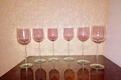 Набор изящных бокалов для вина, богемский хрусталь