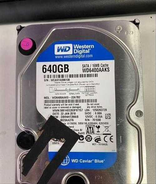 Жесткий диск бу WD Blue 640 gb WD6400aaks 2835ч