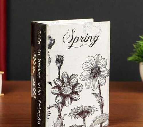 Шкатулка-книга дерево кожзам "Весна. Цветы" 16х11х4,5 см