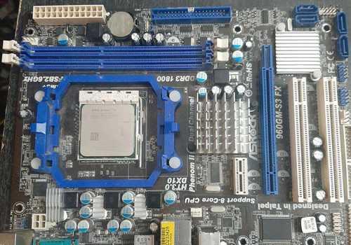 Мать AM3+ Asrock + проц 4 ядра AM3