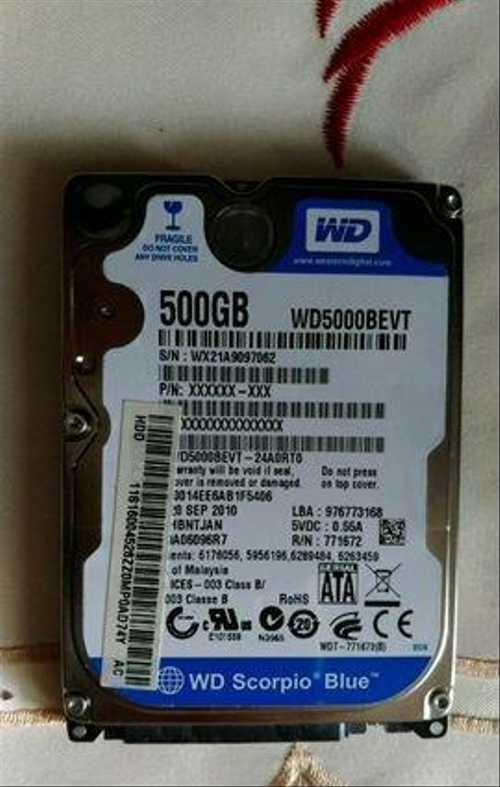 Жёсткий диск WD Scorpio Blue 500Gb. 