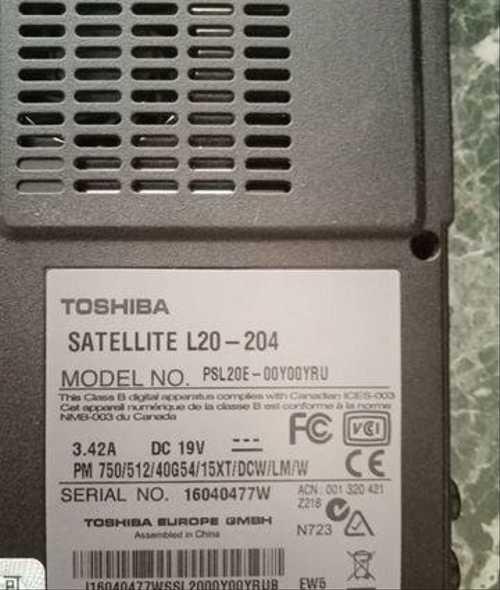 Ноутбук Toshiba Satellite L20-204-RU