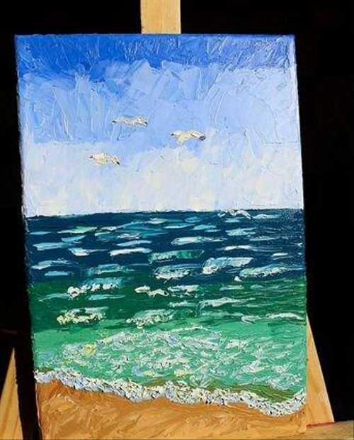 Картина маслом Чайки над морем