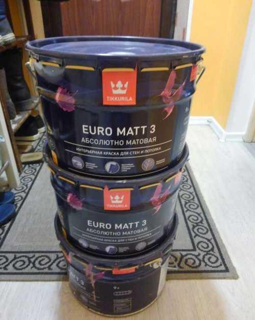 Краска euro matt. Tikkurila Euro Matt 3. Краска Euro Matt 3 - 9 литров. Tikkurila Euro Matt 3 слоновая кость. Заколеровали Tikkurila euro7.