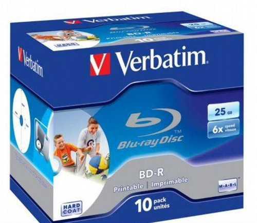 Диск BD-R Verbatim 25Gb 6x Printable 10 шт. jewel