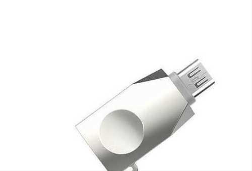Адаптер OTG USB - microusb Hoco UA10 silver