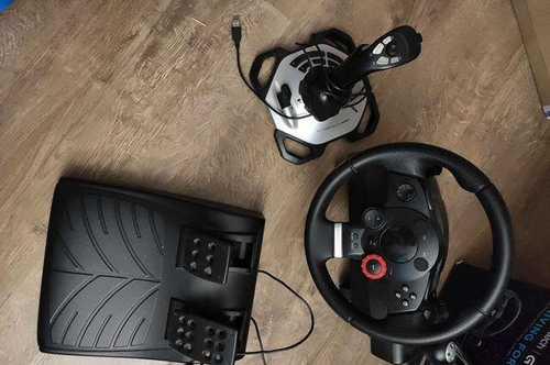 Руль Logitech driving force gt и джойстик extreme