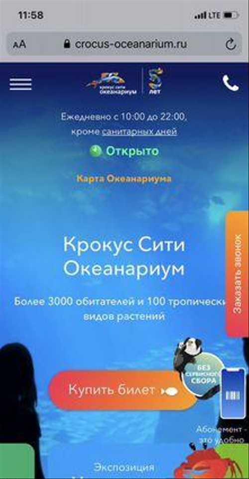 Билеты в океанариум взрослый и ребенок